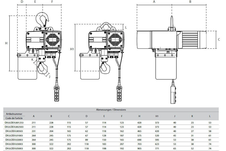 DELTA Palan à chaîne électrique DEH