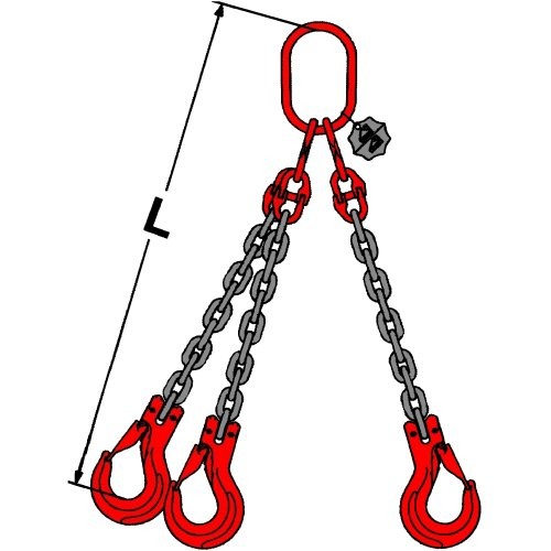 Elingue chaîne 3 brins GRADE 80 avec crochets à linguet - CMU 2,36 t à ...