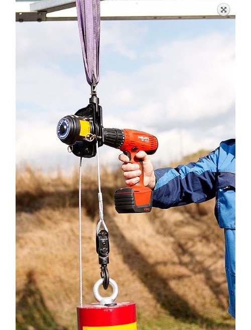 Mini treuil portatif, PULLEY-MAN adaptable sur perceuse/visseuse 12V ...